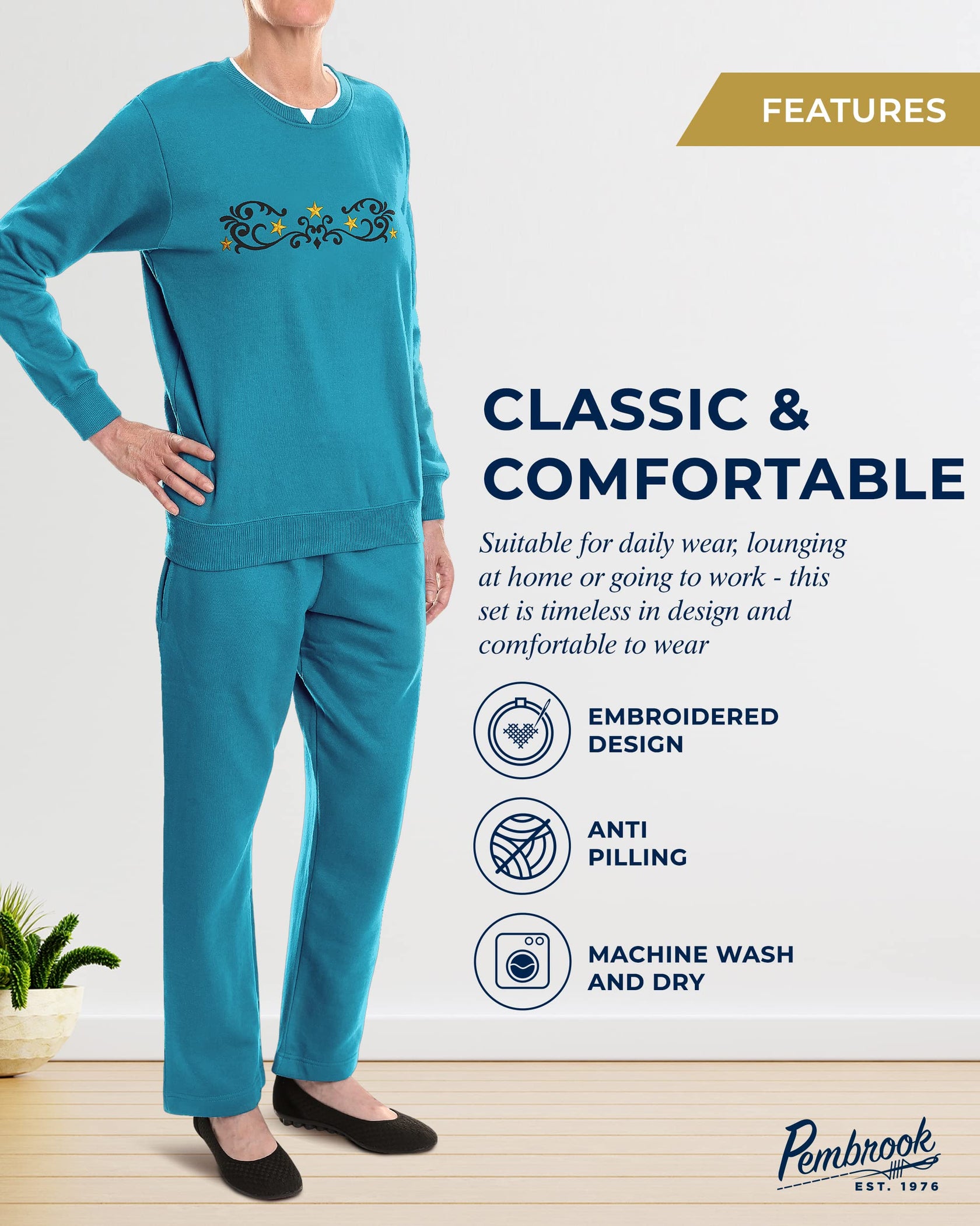 Pembrook Womens Sweat Suits Two-Piece - Ladies Sweatsuits Sets | Embro