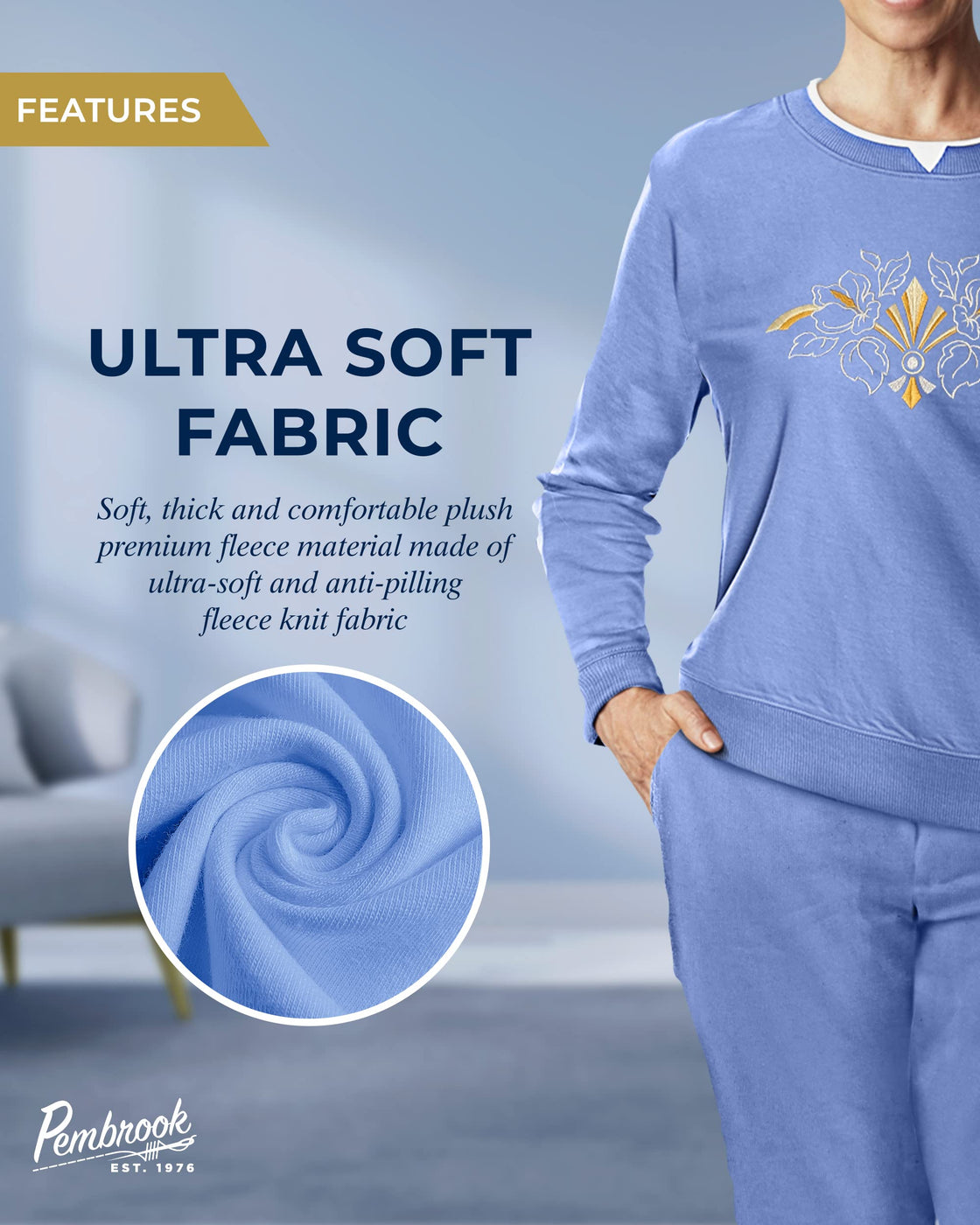 Pembrook Womens Sweat Suits Two-Piece - Ladies Sweatsuits Sets | Embro