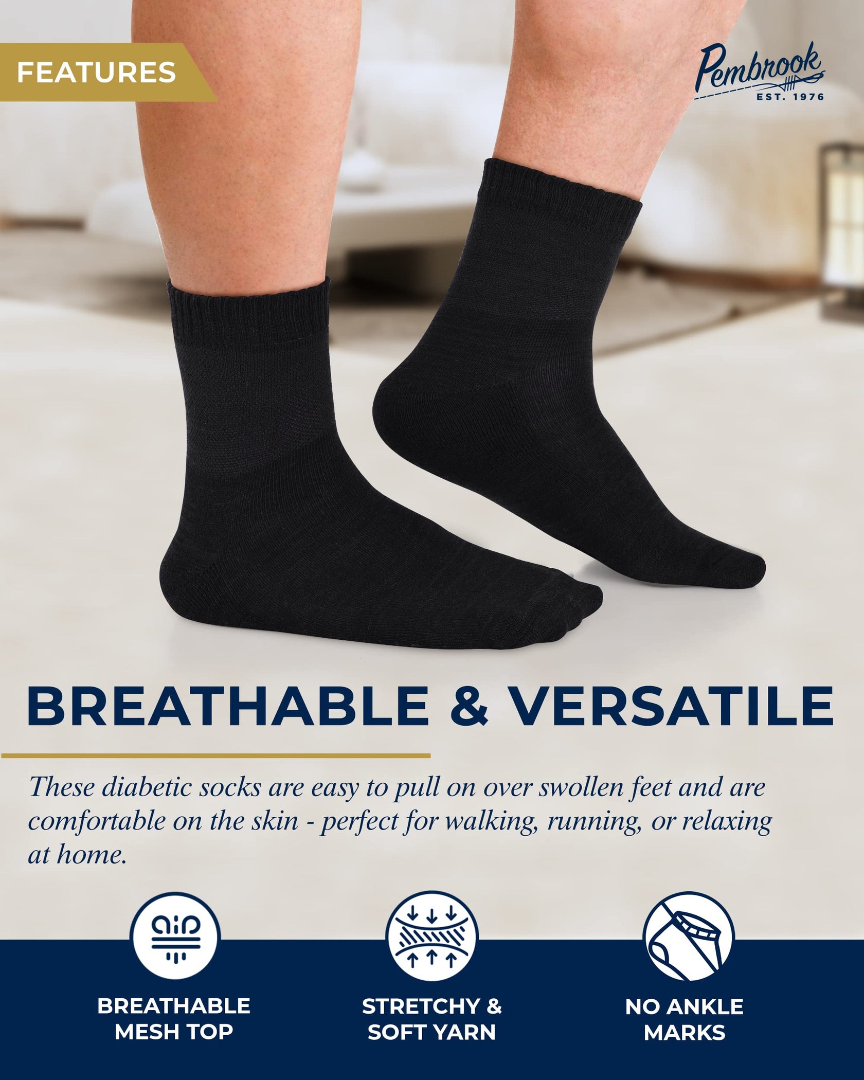 Bamboo Diabetic Socks for Men & Women - 6 Pairs Ankle Length Mens Diab ...