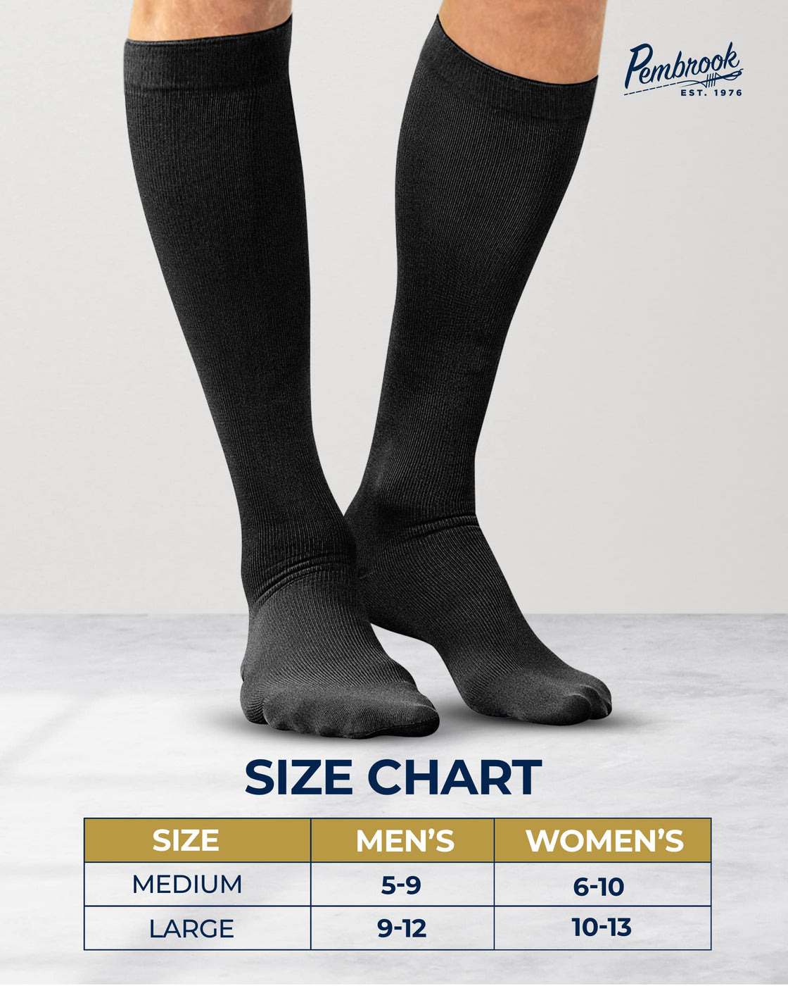 Pembrook Light Compression Socks for Men 8-15 mmHg | Graduated Compres